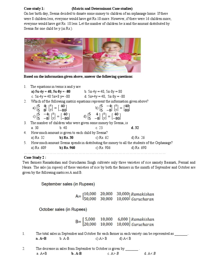 Case Studies (Matrix and Determinant) | PDF | Economies