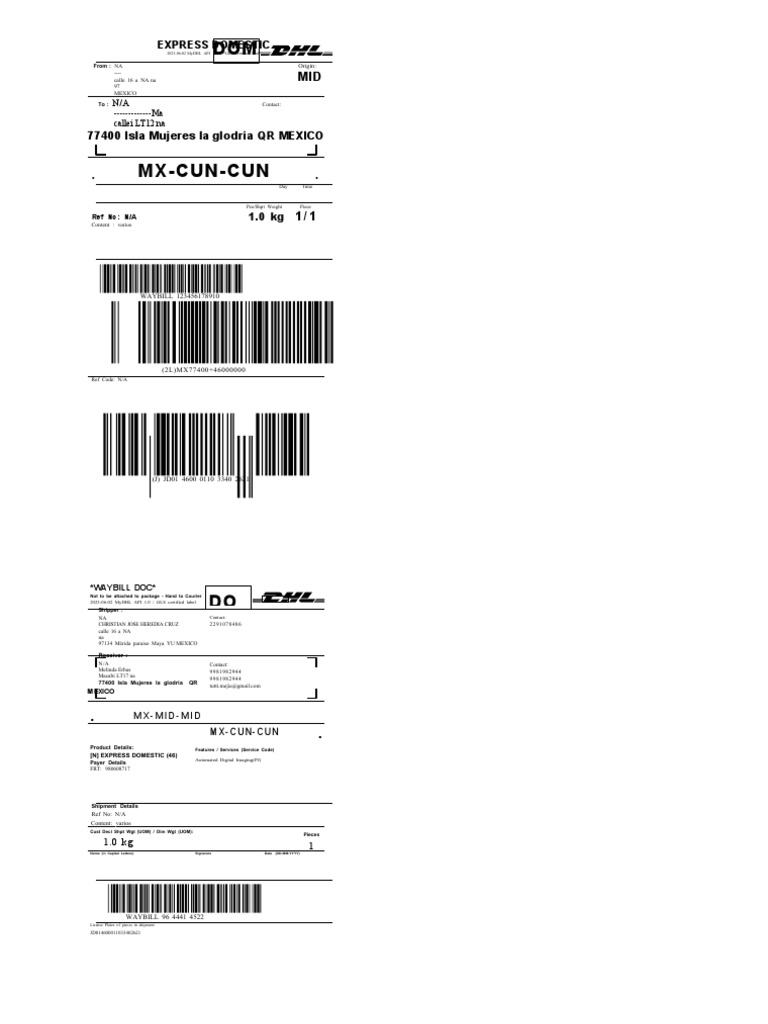 MyDHL API Domestic Shipment Label | PDF | Written Communication