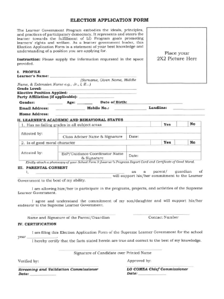 Election Application Form | PDF