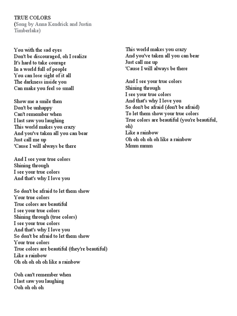 True Colors | PDF | Poetry