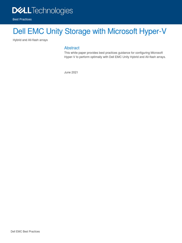 h16388 Dell Emc Unity Storage Microsoft Hyper V | PDF | Hyper V | Virtual Machine