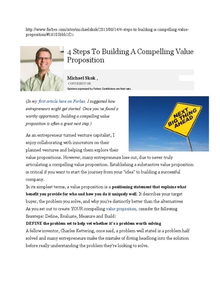 4 Steps To Building A Compelling Value Proposition | PDF | Innovation ...