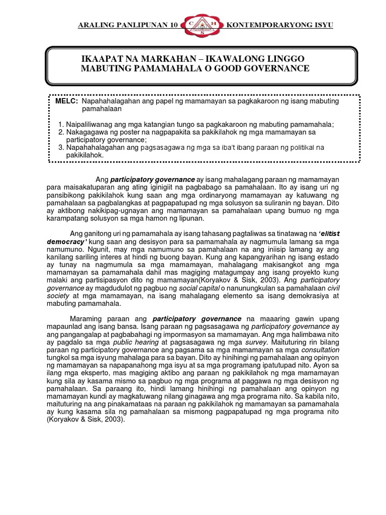 AP10 Quarter-4 Worksheets Week-8 | PDF