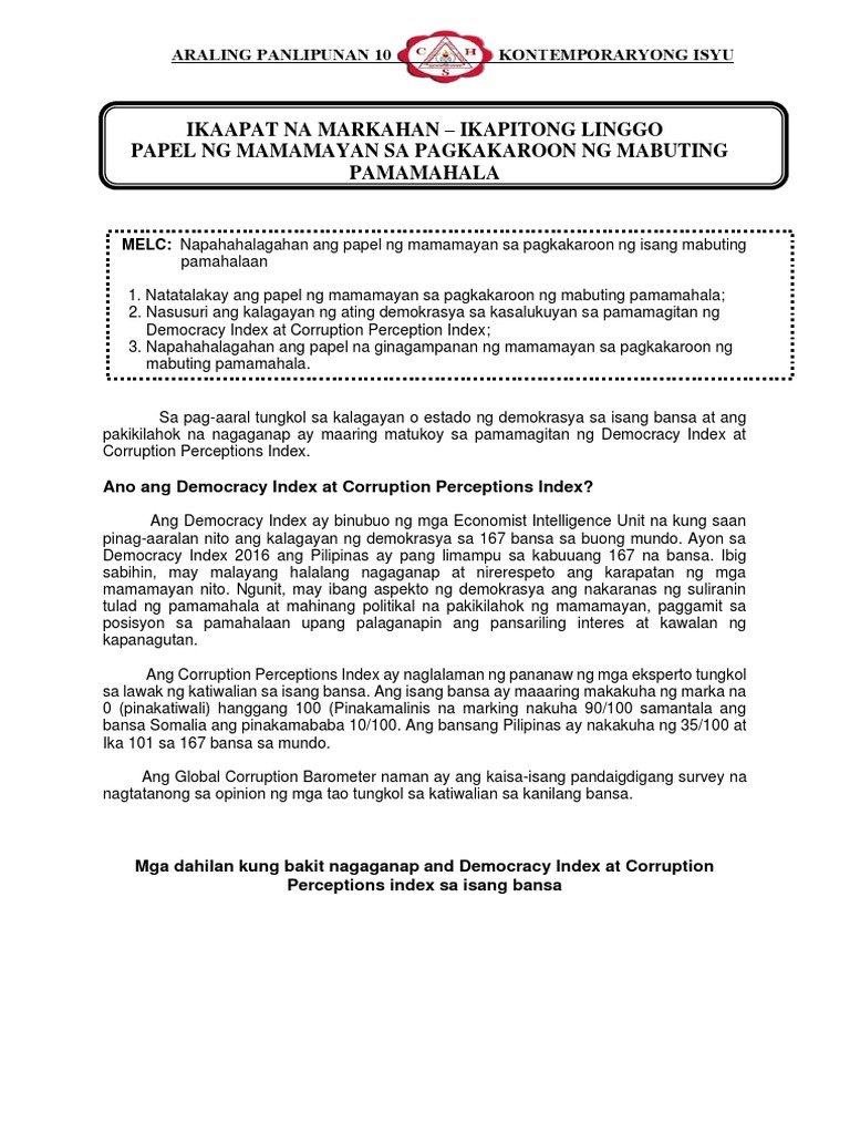 AP10 Quarter-4 Worksheets Week-7 | PDF