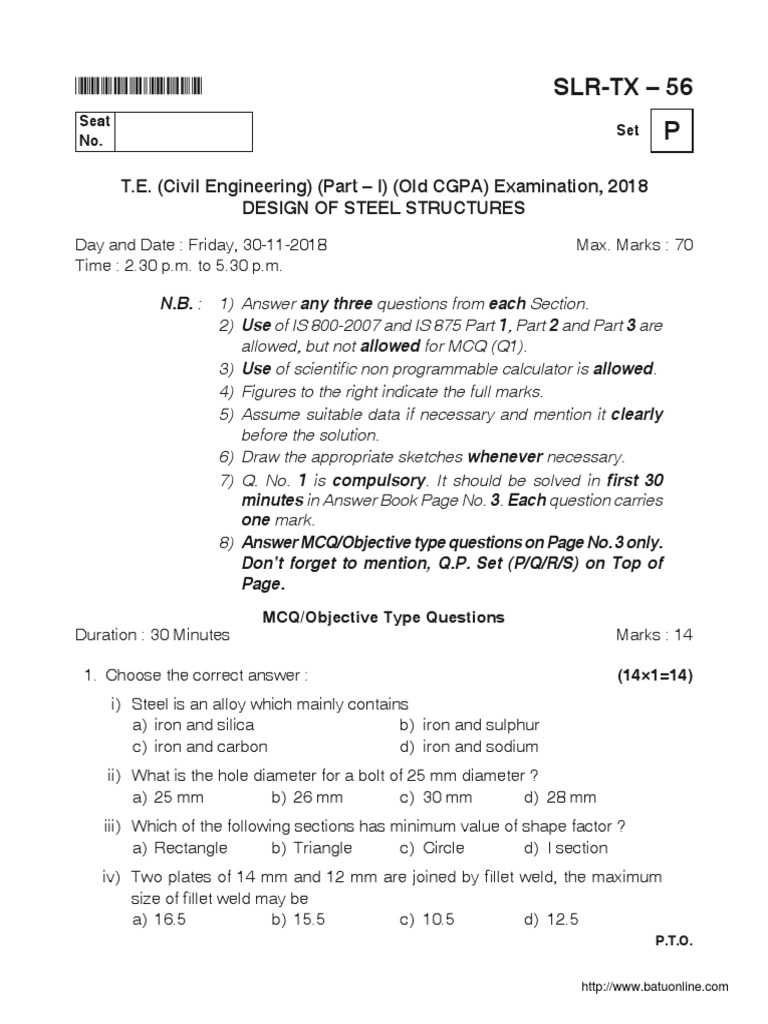 Btech Civil 5 Sem Design of Steel Structures Set P Cgpa 2018 | Download ... Btech Civil 5 Sem Design of Steel Structures Set P Cgpa 2018 | Download ...