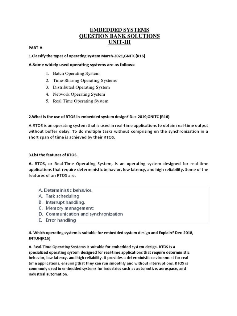 ES Unit 3 Part A Sols | PDF | Embedded System | Operating System