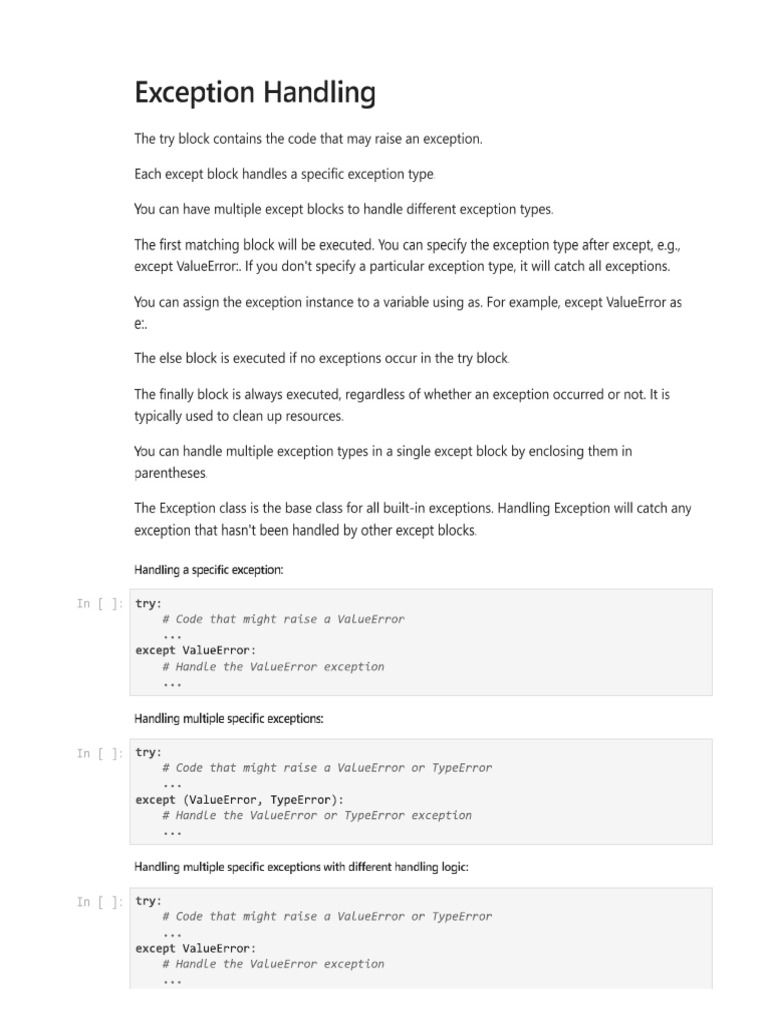 Python Exception Handling Pdf 