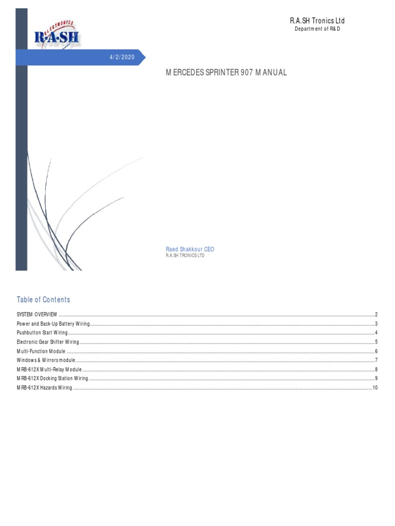 Mercedes Sprinter 907 Manual | PDF | Electrical Components | Equipment