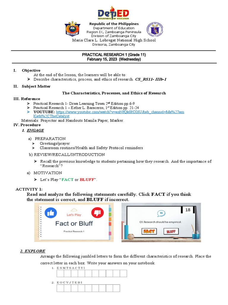 PR1 - LESSON PLAN - Week 1.1 - Feb 15, 2023 | PDF | Data | Information