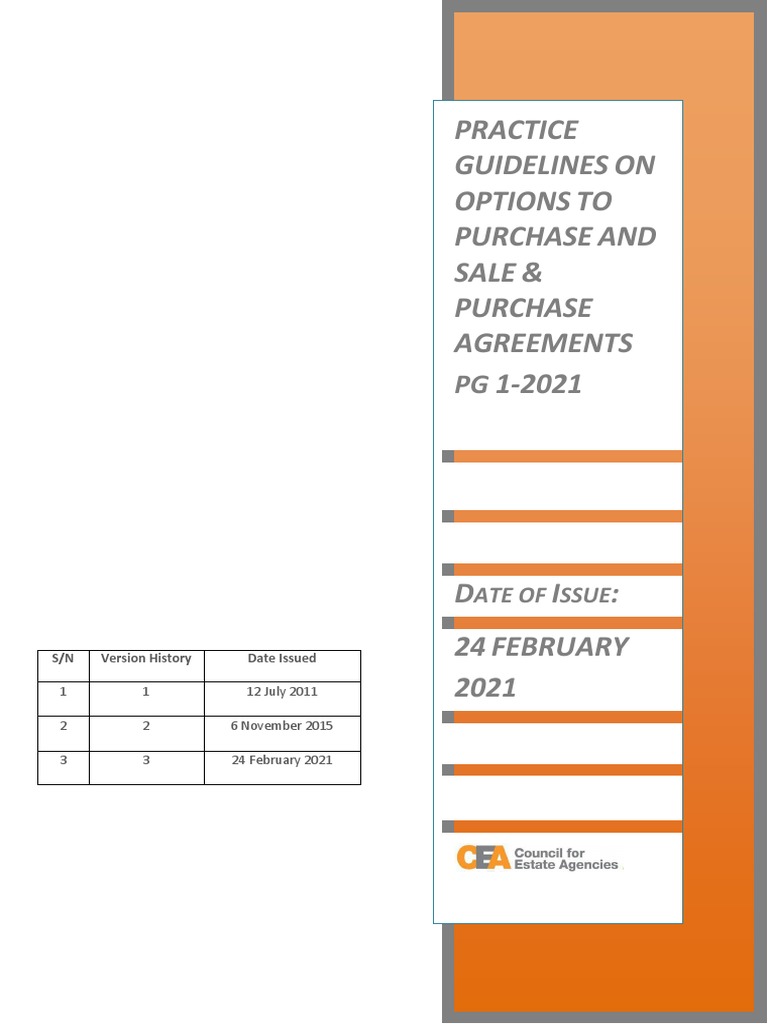 PG 1 2021 Practice Guidelines On Options To Purchase and Sale and ...