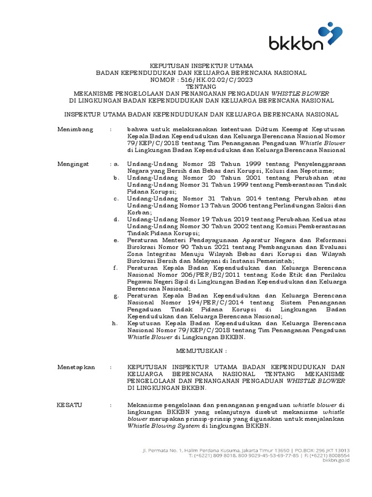 Whistle Blower Di Lingkungan BKKBN | PDF