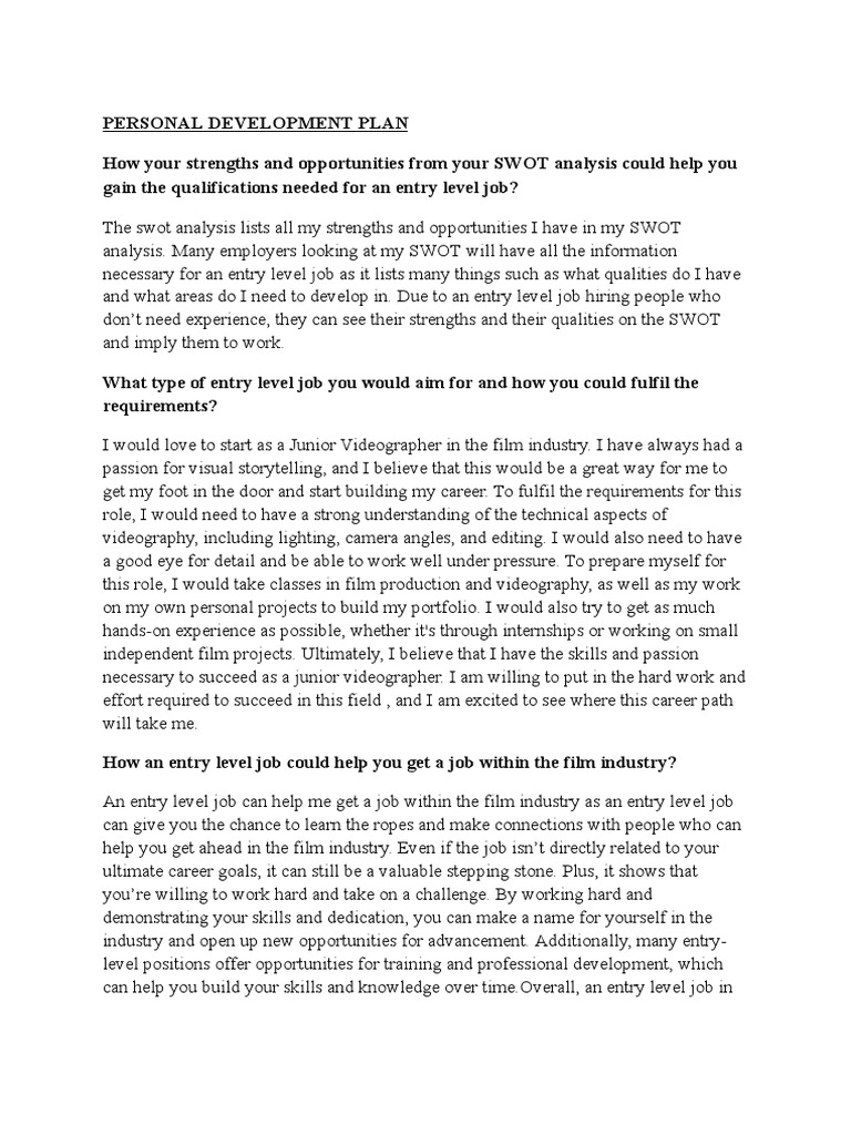 Mohammed Miah - Personal Development Plan | PDF | Swot Analysis | Cognition