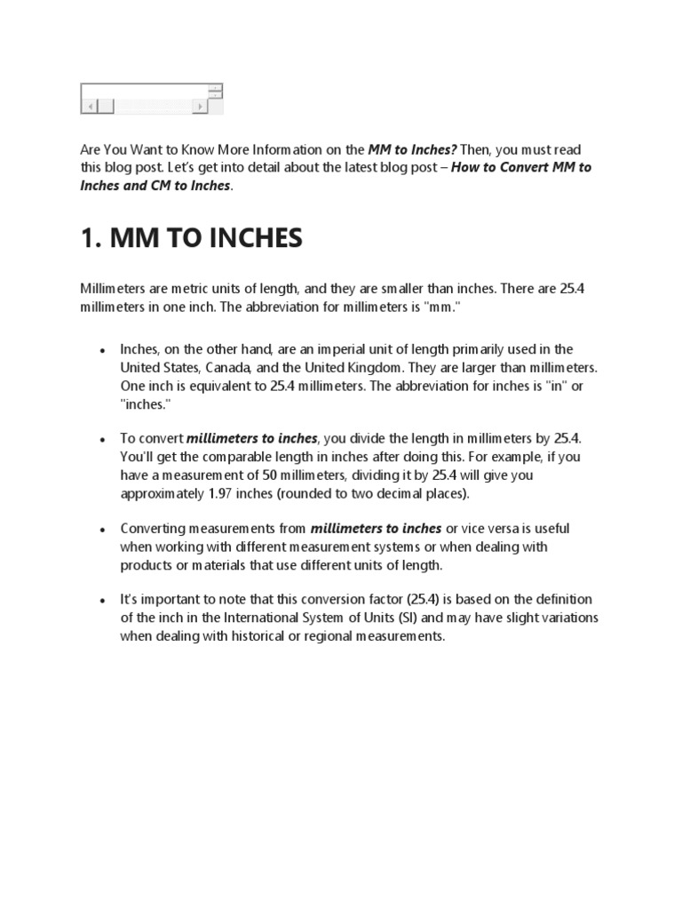 How To Convert MM To Inches And CM To Inches PDF Inch Significant