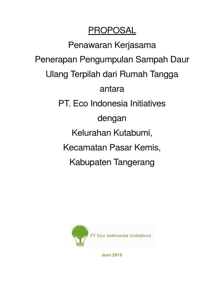 Contoh Proposal Penawaran Kerjasama Kel. Kutabumi | PDF