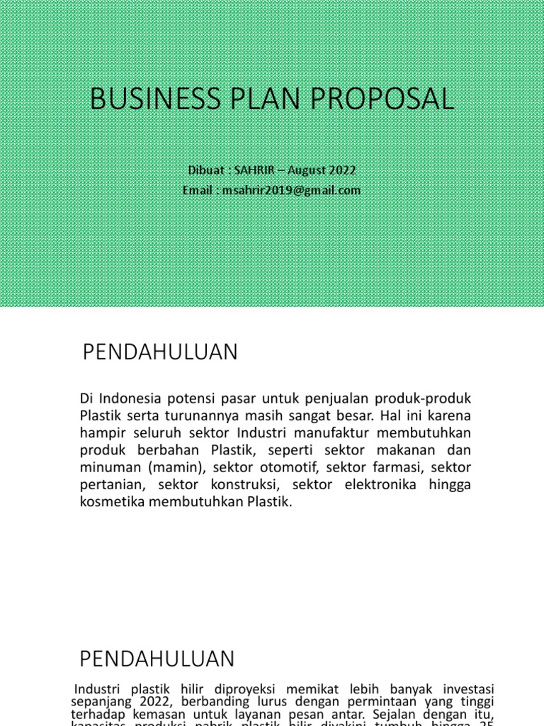 BUSINESS PLAN PROPOSAL Knapsack Battery Sprayer Electric | PDF