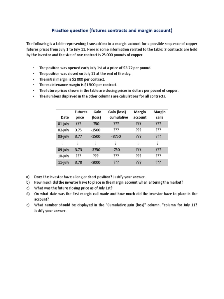 CHP 2 Practice Questions | PDF | Margin (Finance) | Futures Contract