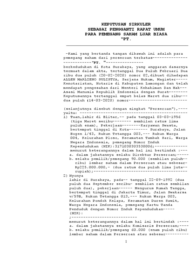 Contoh Sirkuler PT | PDF