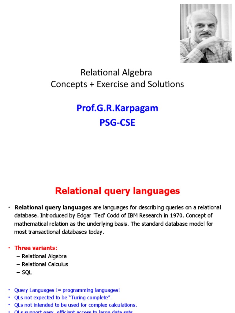 Class 9 Relational Algebra | PDF | Relational Model | Relational Database