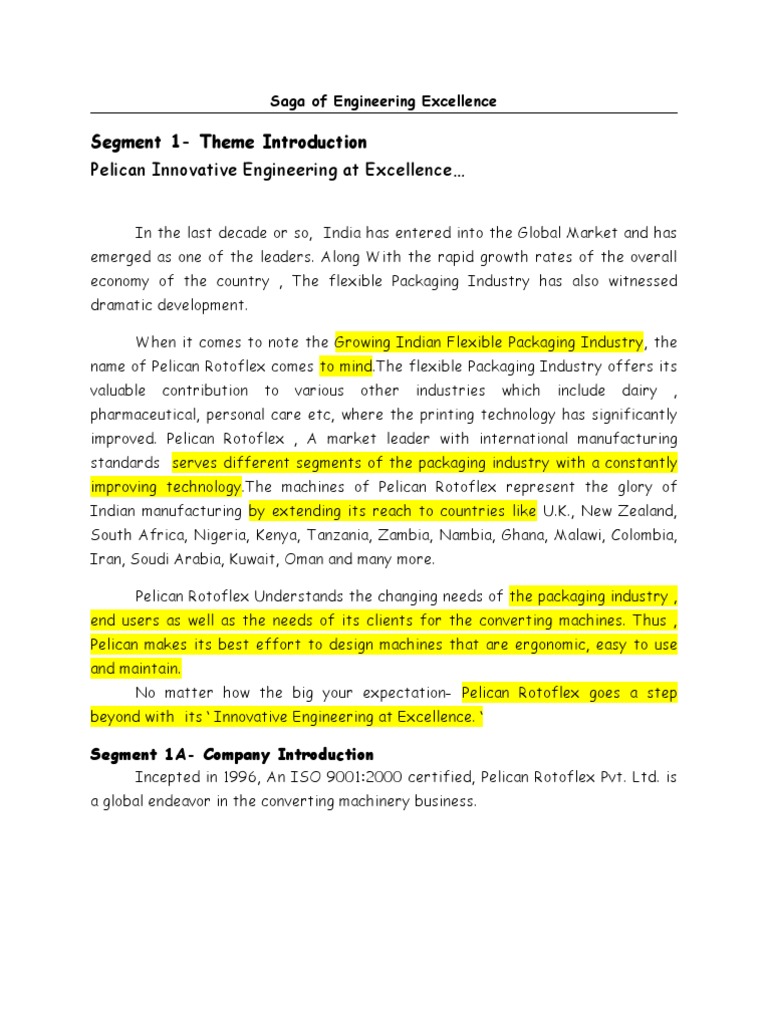 Saga of Engineering Excellence at Pelican Rotoflex | PDF | Machines ...
