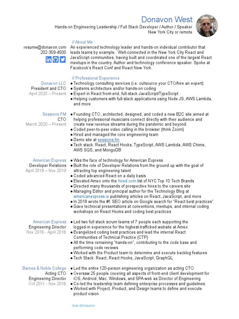 Donavon West Resume 2020 | PDF | Information Technology Management | Computing