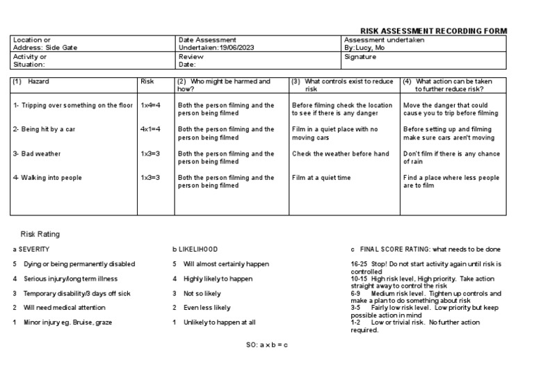 Film Risk Assessment Guidelines | PDF | Risk | Risk Assessment