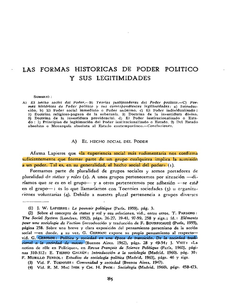 Las Formas Historicas de Poder Politico | PDF | Monarca | Sociedad