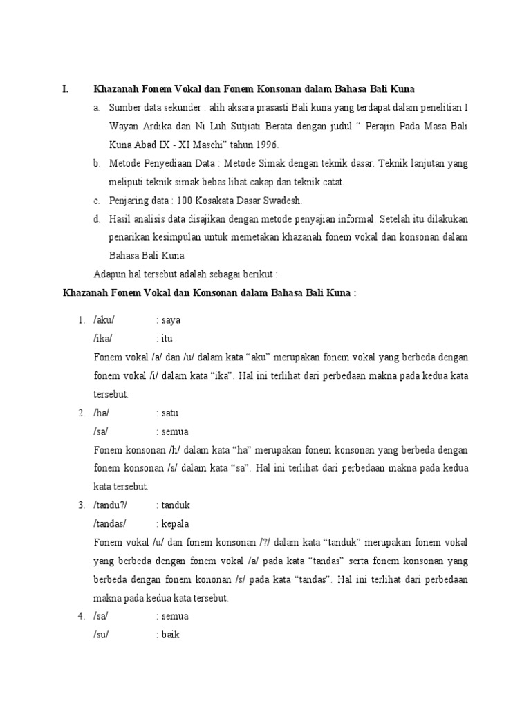 Tugas Khazanah Fonem Vokal Dan Konsonan Dalam Bahasa Bali Kuna Dan ...