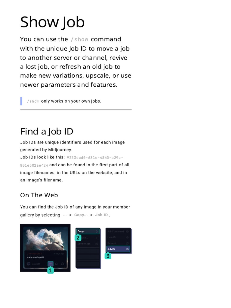 Midjourney Show Job Command | PDF