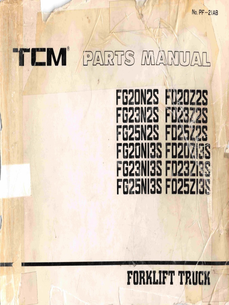 TCM - Parts Manual - Forklift Truck - Fg20 Fg23 Fg25 Fd20 Fd23 Fd25 n2s z2s n13s z13s - Pf-21ab ...