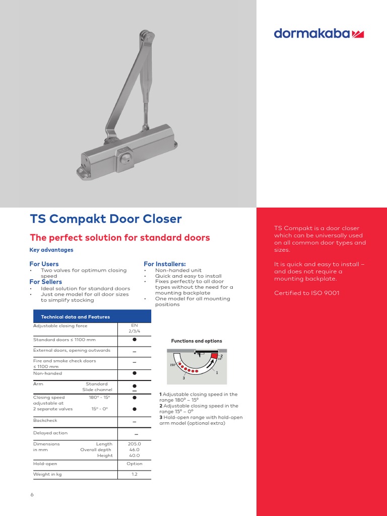 Dormakaba TS Compakt | PDF | Door | Manufactured Goods