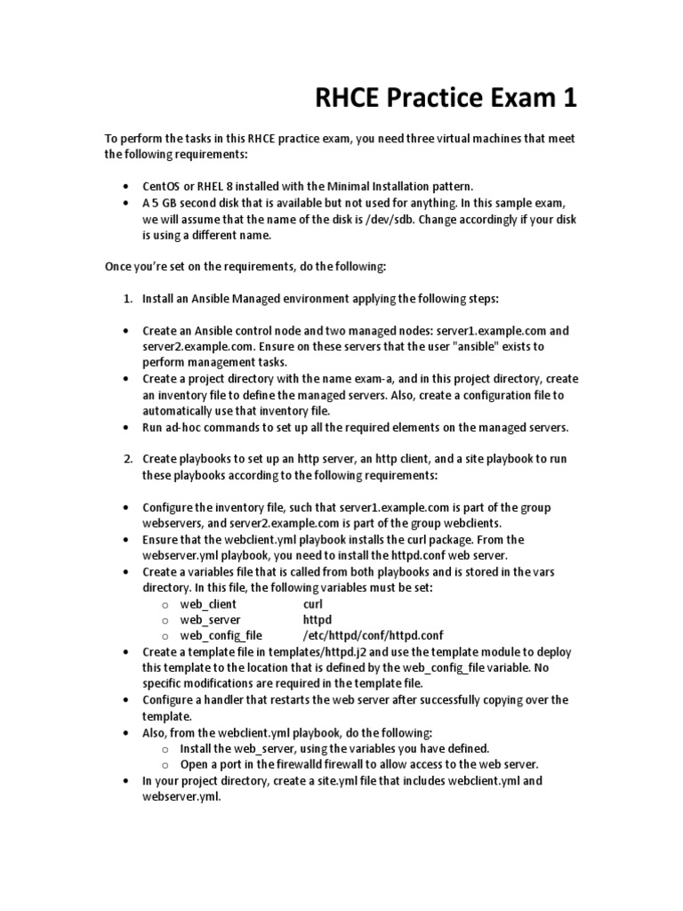 Rhce 8 Sampleexam 1 | PDF | Web Server | Internet & Web