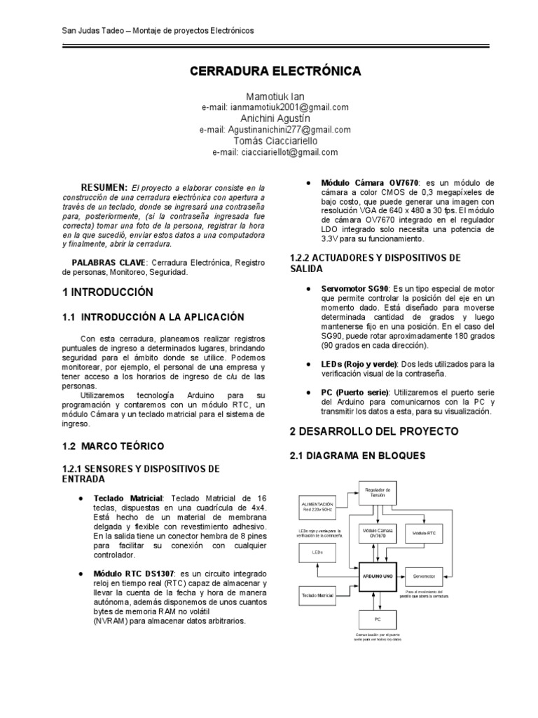 Proyecto Montajes V2 Pdf Arduino Contraseña