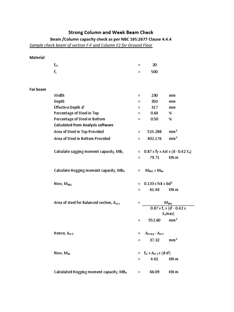 Strong column weak beam check | PDF | Beam (Structure) | Civil Engineering