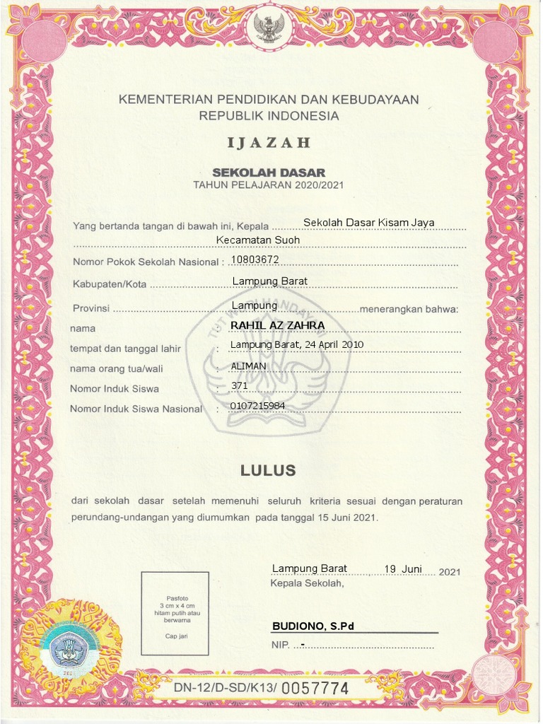 Ngisi Blangko Ijazah Depan - 5 | PDF