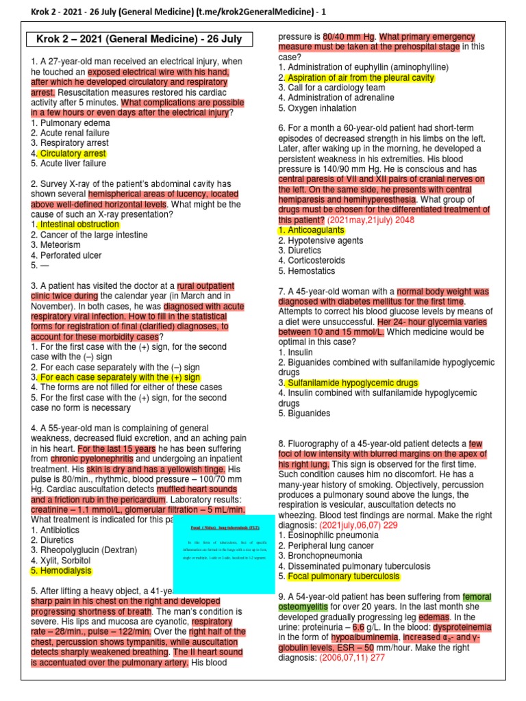 Krok 2 Exam: General Medicine Cases | PDF | Esophagus | Epidemiology