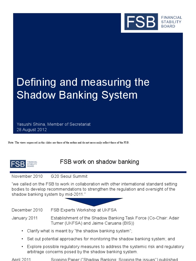 Intlbank w9 FSB Shadow Banking | PDF | Shadow Banking System | Banks