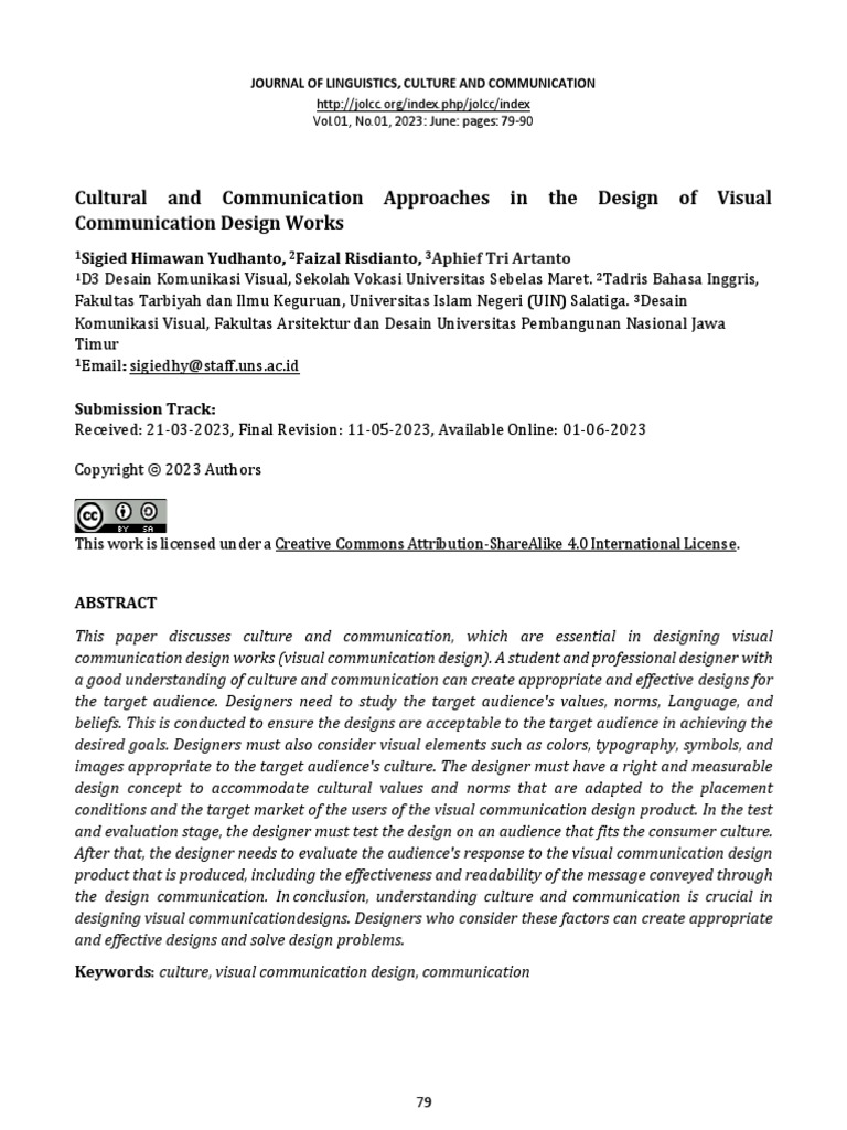 Cultural and Communication Approaches in The Design of Visual ...