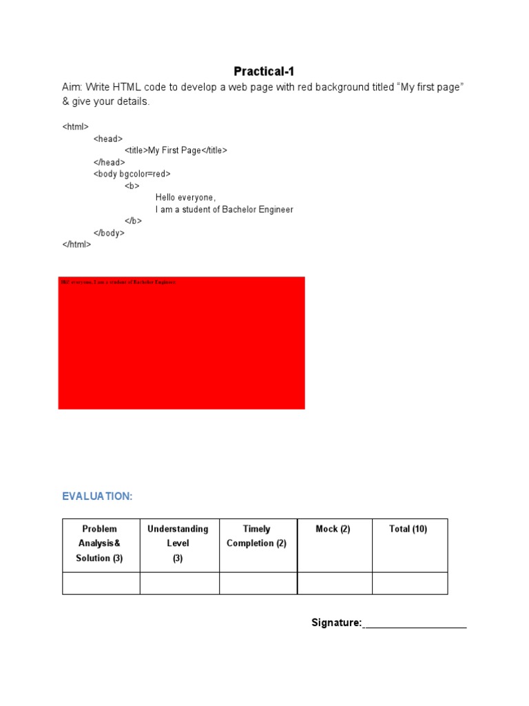 Practical 1 | PDF | Html | Software Engineering