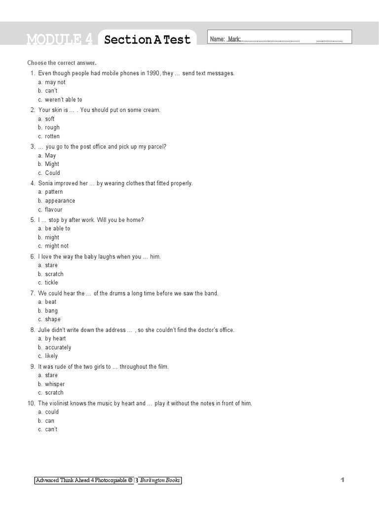 01AdvancedThinkAhead4 Mod4 SecA | PDF