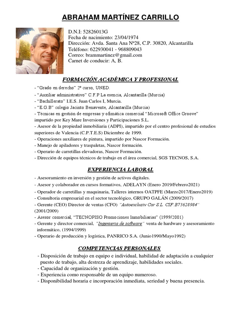 Curriculum Abraham Martinez Carrillo | PDF | Negocios | Arte