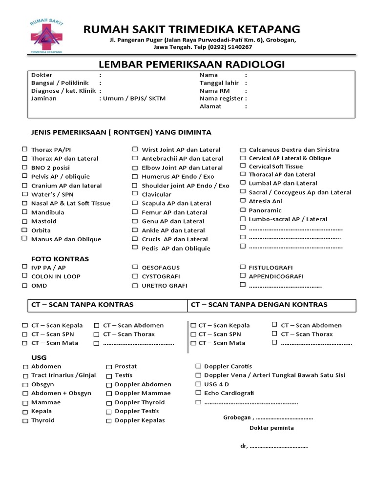 Lembar Pemeriksaan Radiologi | PDF