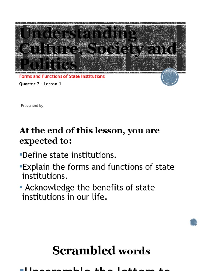 UCSP - Q2 - Lesson 1 - State and Non State Institutions | PDF ...