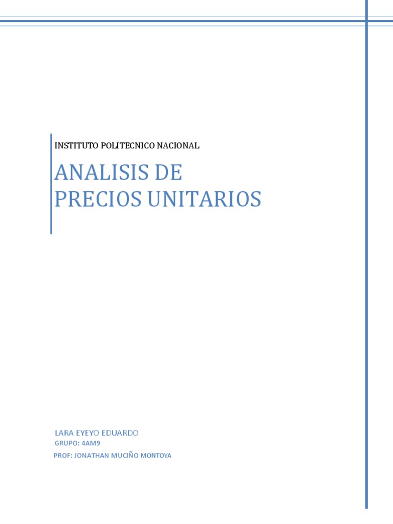 Analisis de Precios Unitarios | PDF | Presupuesto | Microeconomía