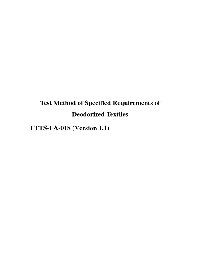 Testing Deodorized Textiles FTTS-FA-018 | PDF | Ammonia | Humidity
