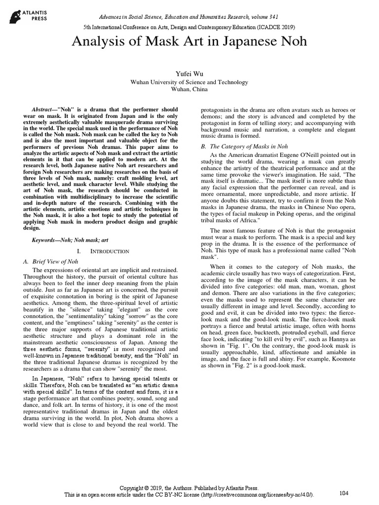 Analysis of Mask Art in Japanese Noh: Yufei Wu | PDF | Mask | Design