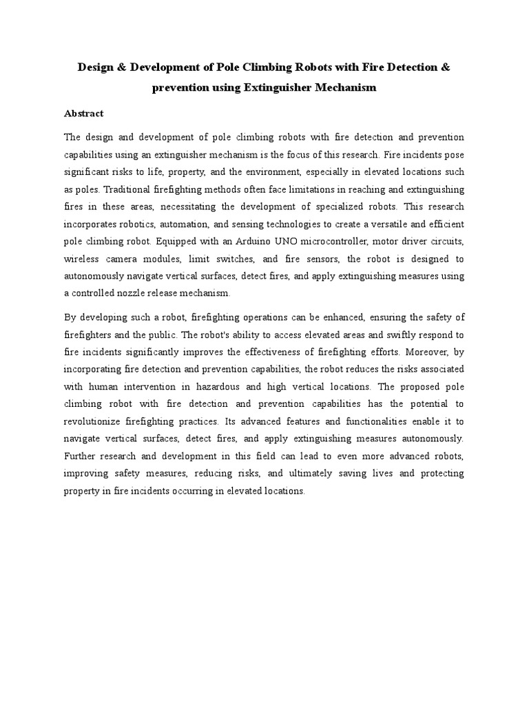 A9. Design & Development of Pole Climbing Robots With Fire Detection & Prevention Using ...