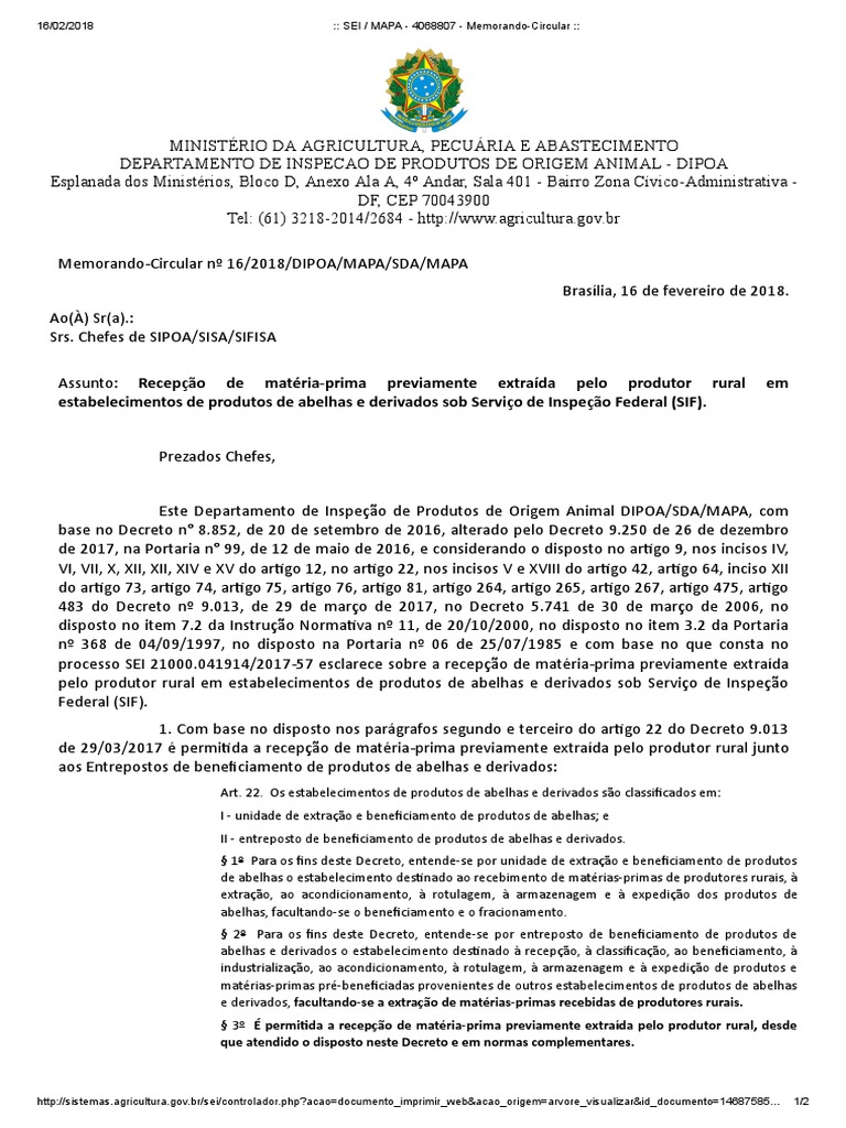 Memorandocircular 162018 | PDF | Indústria alimentícia