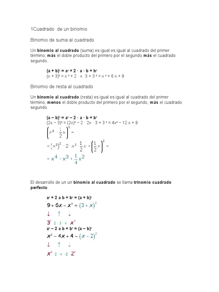 Binomio de Suma Al Cuadrado Tarea | PDF | Factorización | Álgebra abstracta