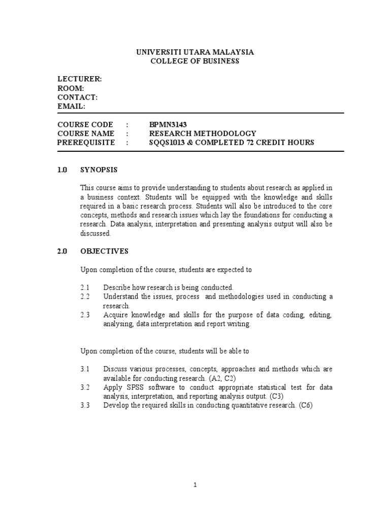 Research Methodology Course Overview | PDF | Sampling (Statistics ...