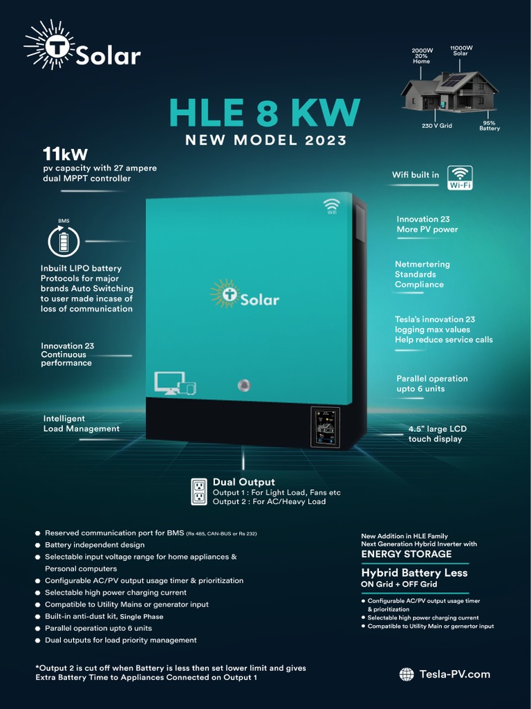 TESLA Infinity HLE 8kW PV 11kW Dual Output & Dual PV controller 27 ...